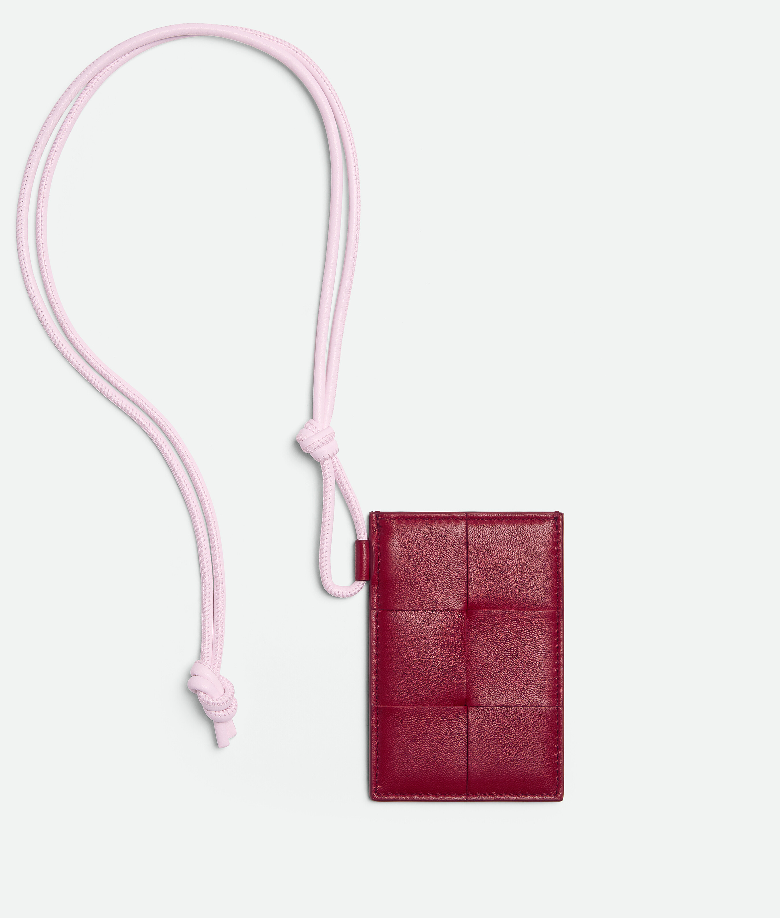 Bottega Veneta Cassette Badge Holder - Dark Red / Bliss Washed